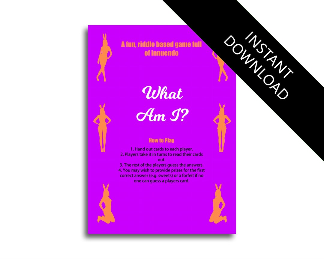 What Am I Bunny Girl Themed Riddle Based Innuendo Hen Party Game ...