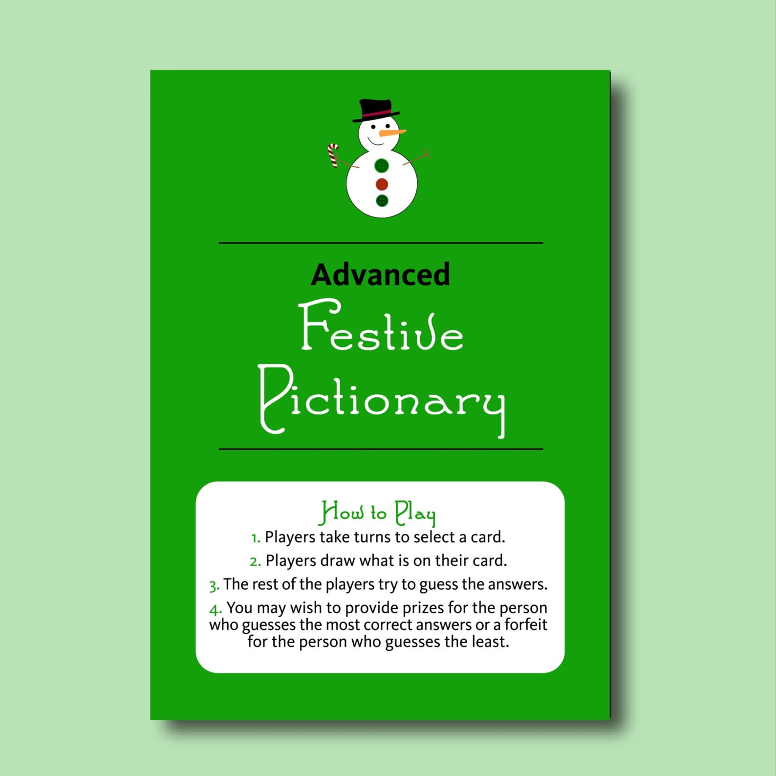 Advanced Festive Pictionary - Fun Printable Christmas Party Game ...