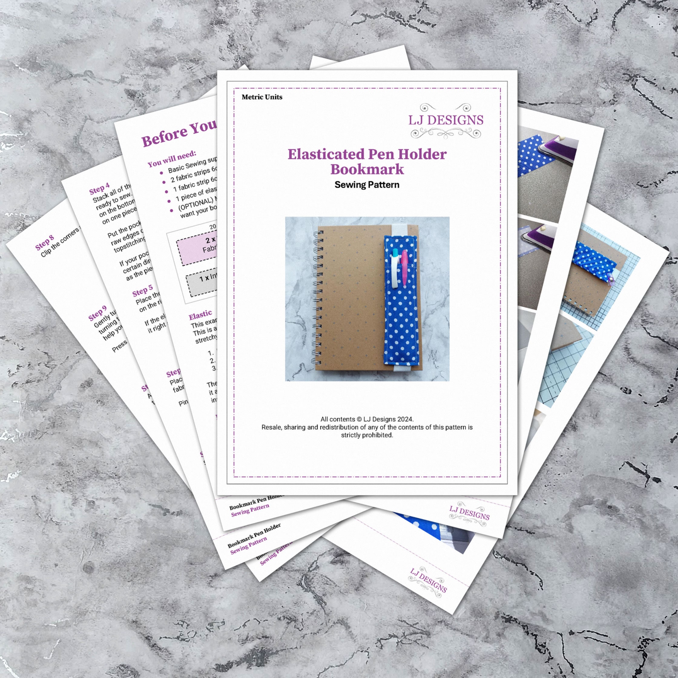 Pen Holder Bookmark Sewing Pattern. Instant Download PDF Pattern ...