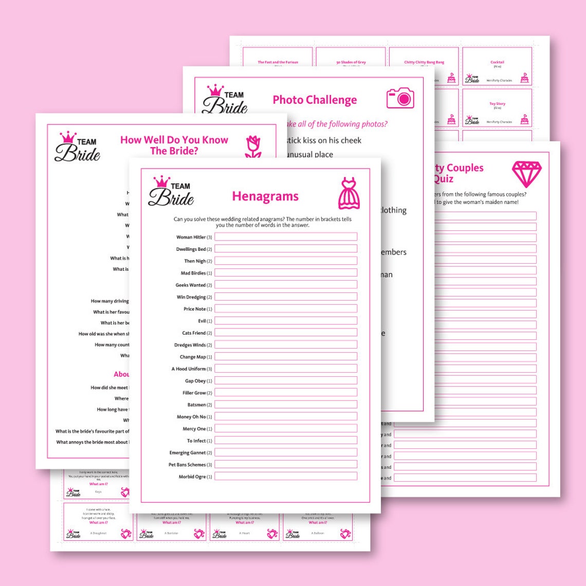 6 Bachelorette Party Games Hen Night Game, Instant Download, Printable ...
