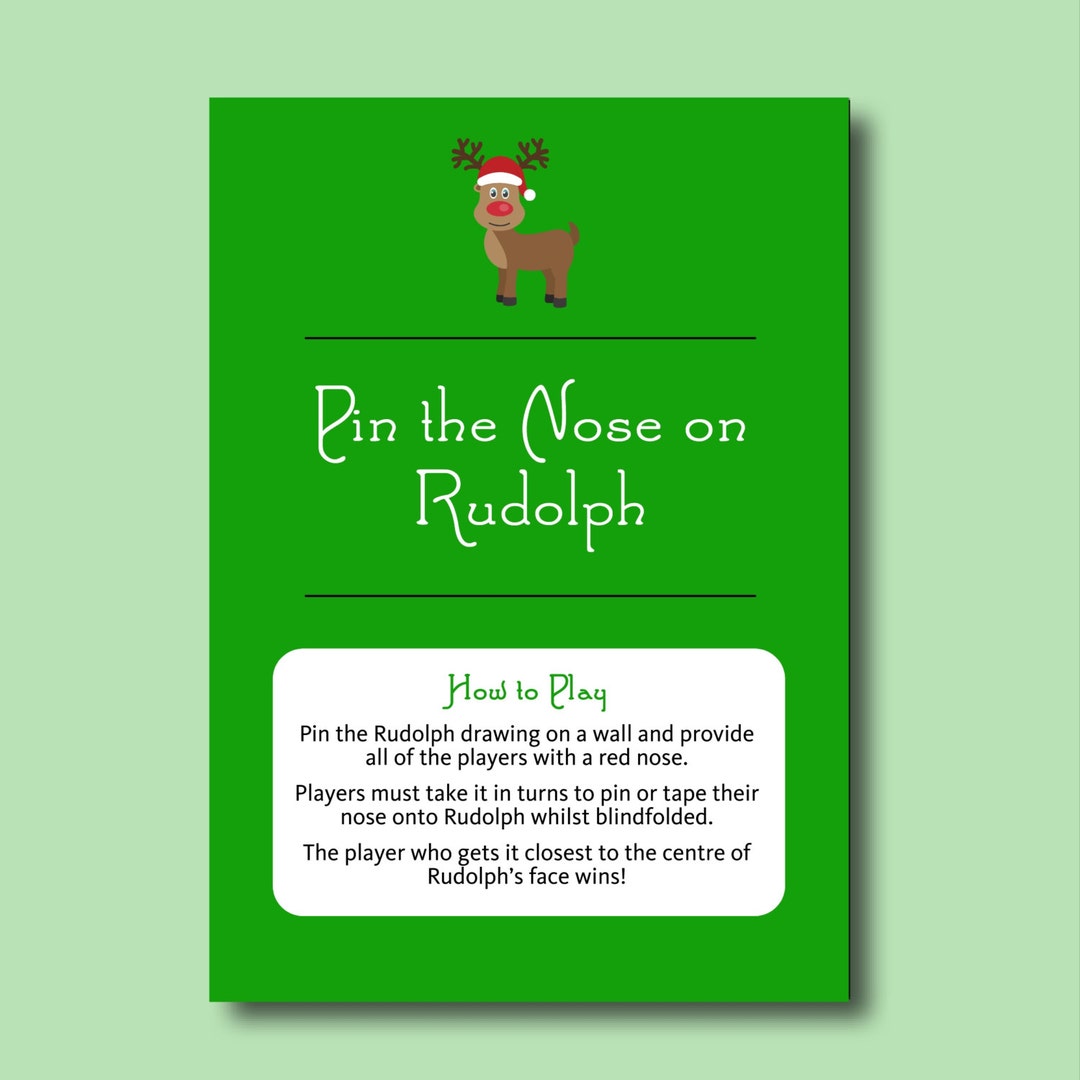 Pin the Nose on Rudolph Christmas Game - Fun Printable Christmas Party ...