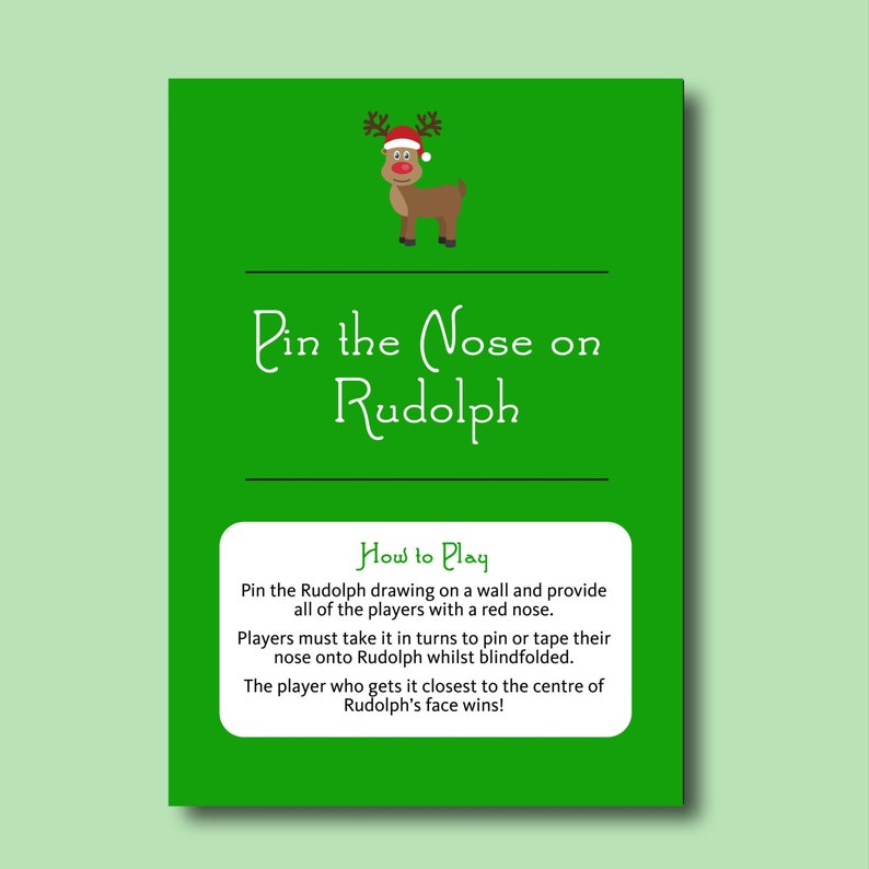 Pin the Nose on Rudolph Christmas Game - Fun Printable Christmas Party ...