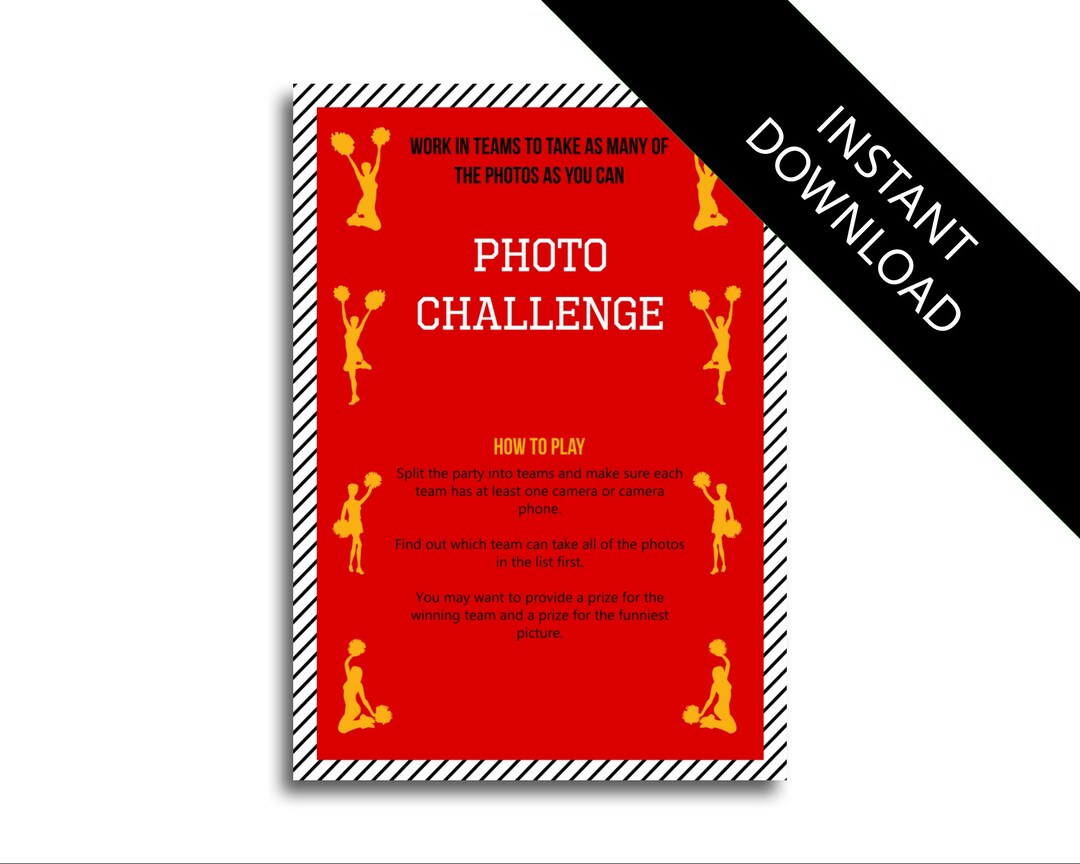 Photo Challenge Cheerleader Themed Hen Party Photo Game Bachelorette ...
