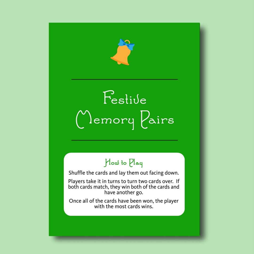 Festive Memory Pairs - Fun Printable Christmas Party Game Printable ...
