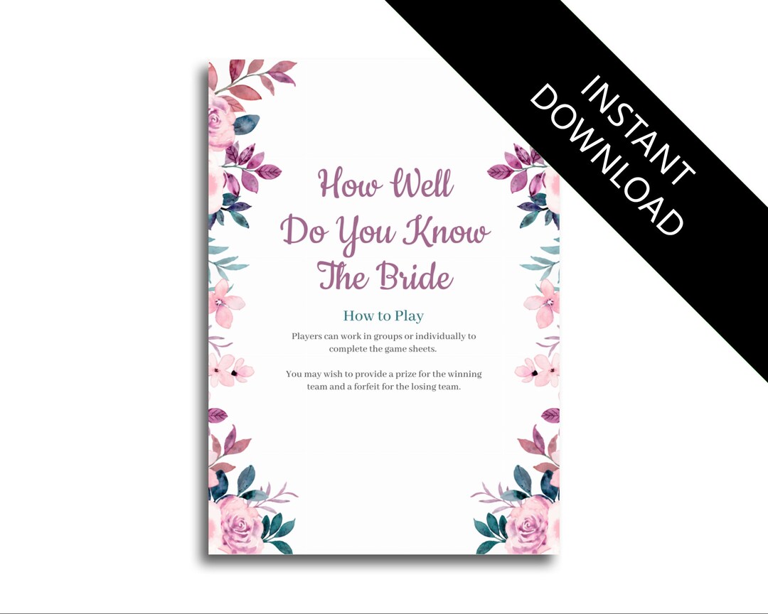 How Well Do You Know the Bride Spring Roses Watercolor Themed Who Knows ...