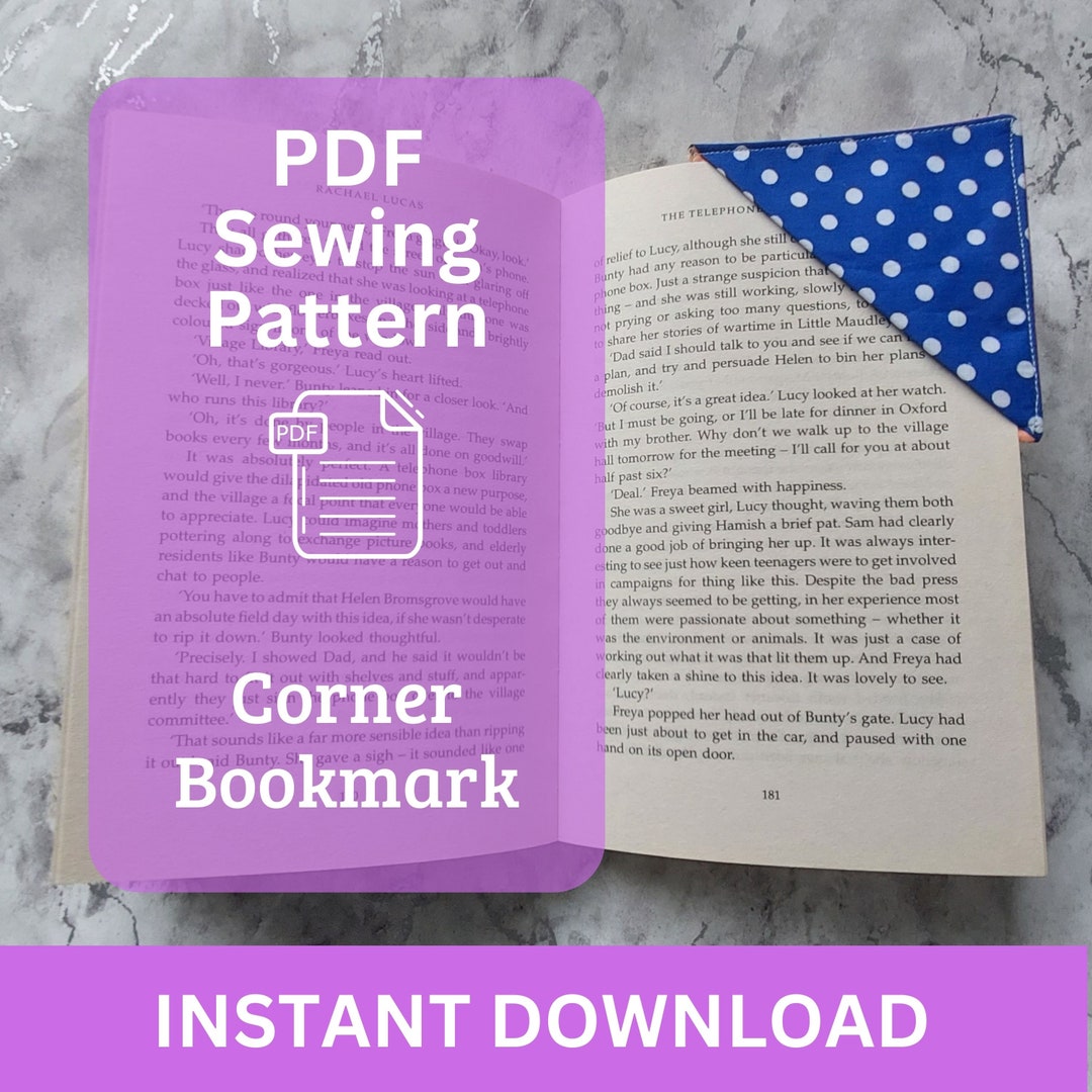 Corner Bookmark Sewing Pattern. Instant Download PDF Pattern. Beginner ...
