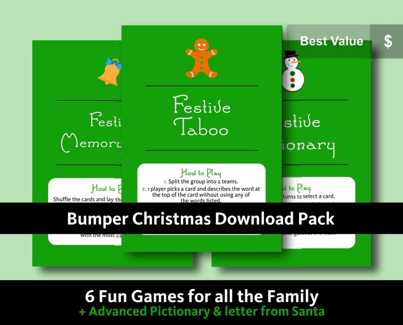 Festive Game Bumper Pack 6 Fun Printable Christmas Party - Etsy