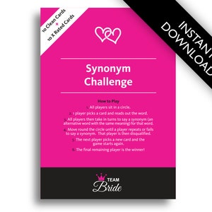 Hen Party Synonym Challenge - Adult Synonym Game Hen Night Games ...