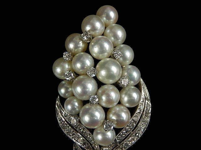 DIAMOND PEARL PIN 4996TT142 - Etsy