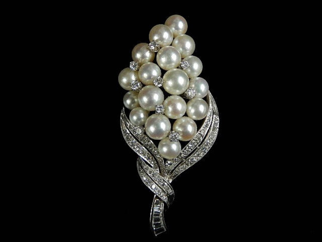 DIAMOND PEARL PIN 4996TT142 - Etsy