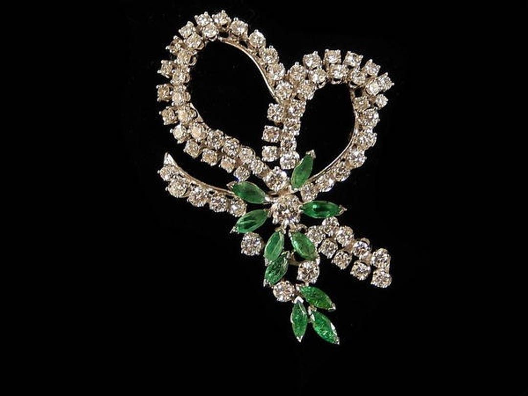 DIAMOND~EMERALD PIN 1763ds103 - Etsy