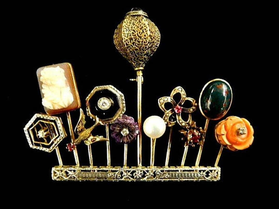 MULTI GEM BROOCH 7018 B3940 - Etsy