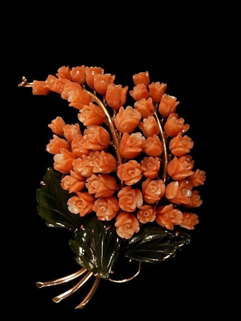 CORAL JADE PIN 6622dg424a - Etsy