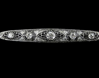 1920s Diamond Pearl Platinum Brooch Pin - Etsy