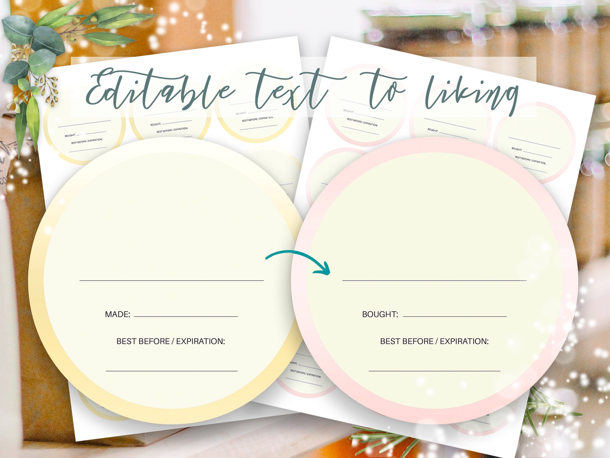 Editable Blank Pantry Labels, Template, Metallic, for Canning and Food ...