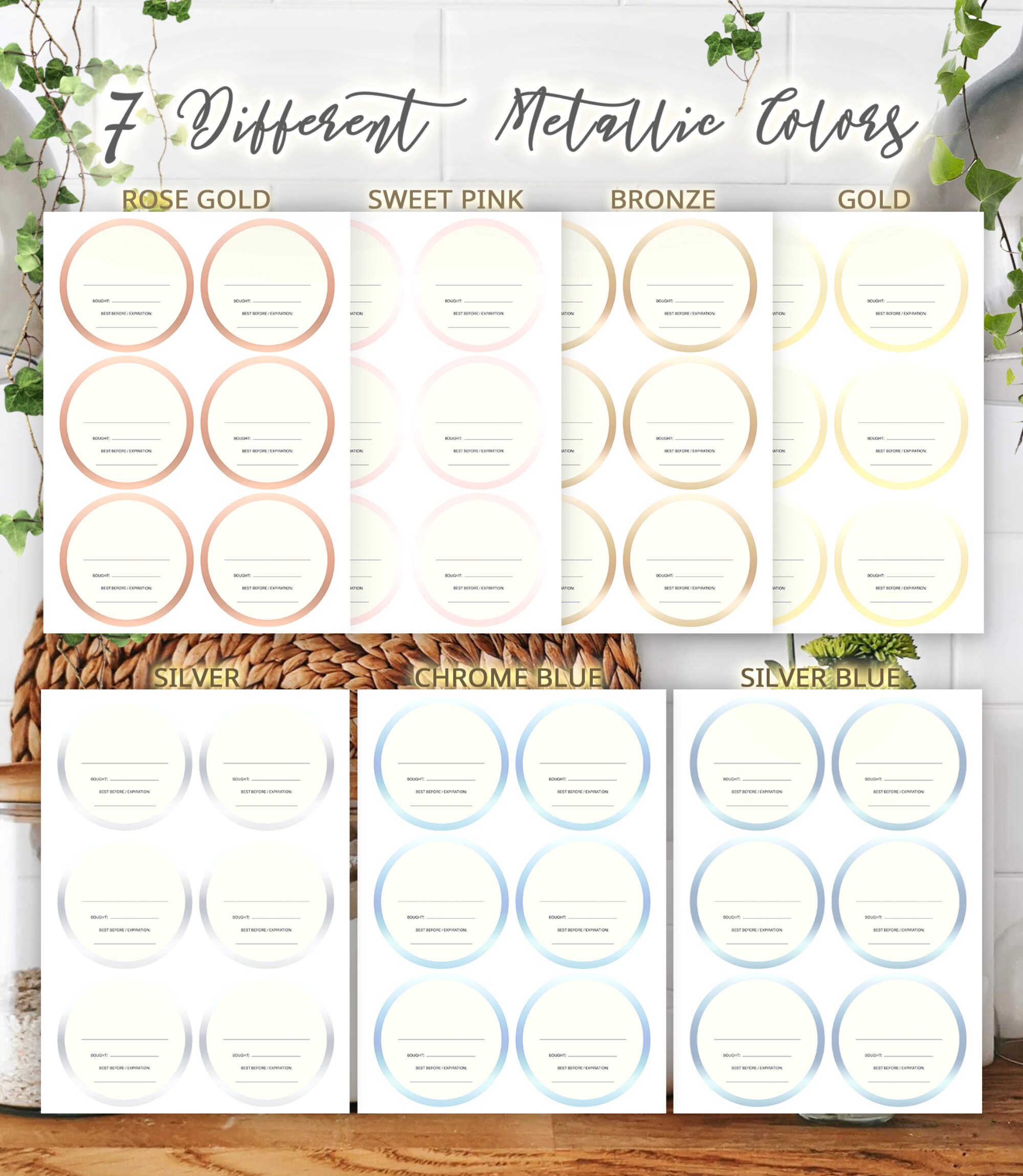 Editable Blank Pantry Labels, Template, Metallic, for Canning and Food ...