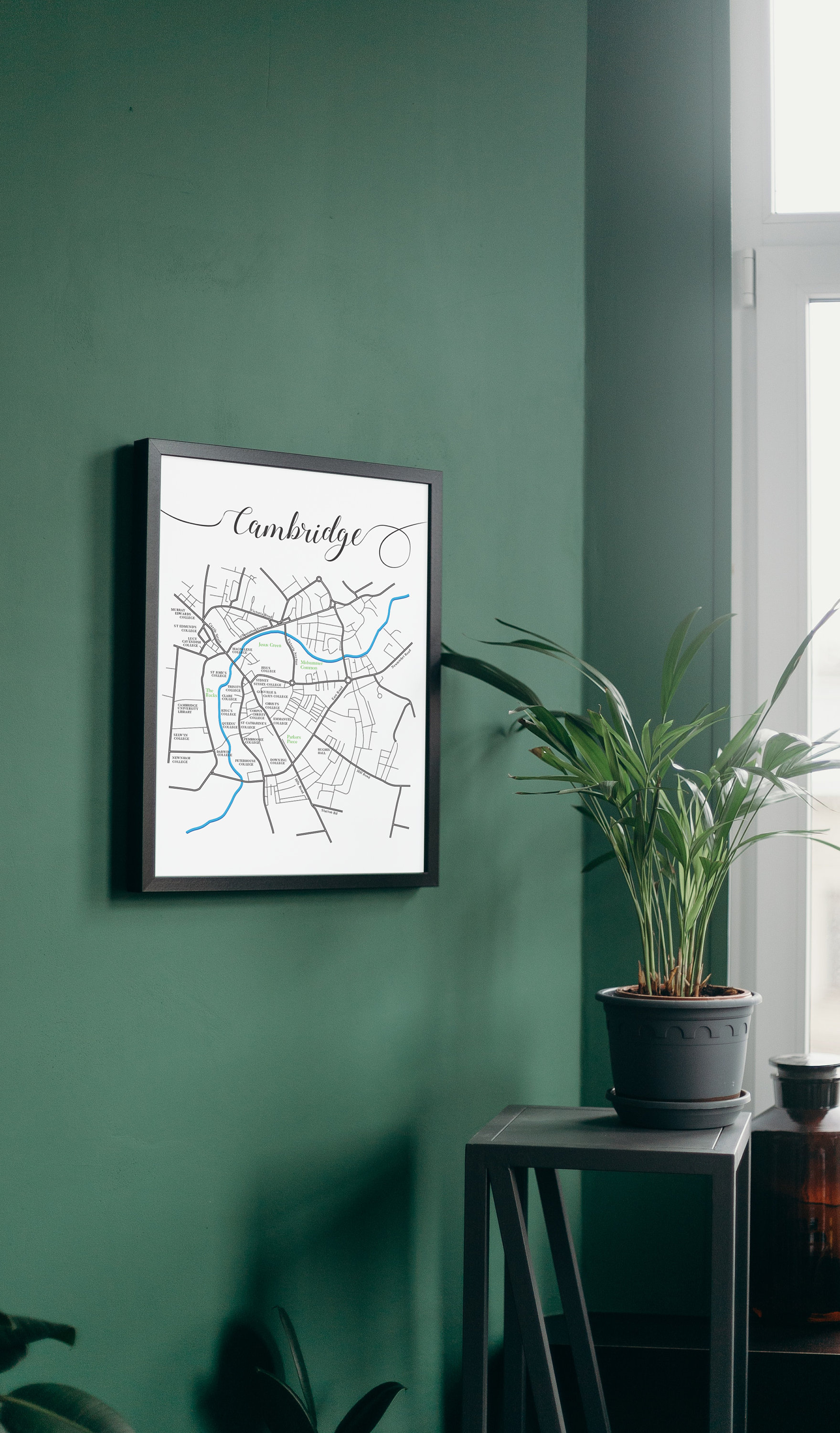 Hand-drawn A3 or A4 Map of Cambridge City Centre Including University ...