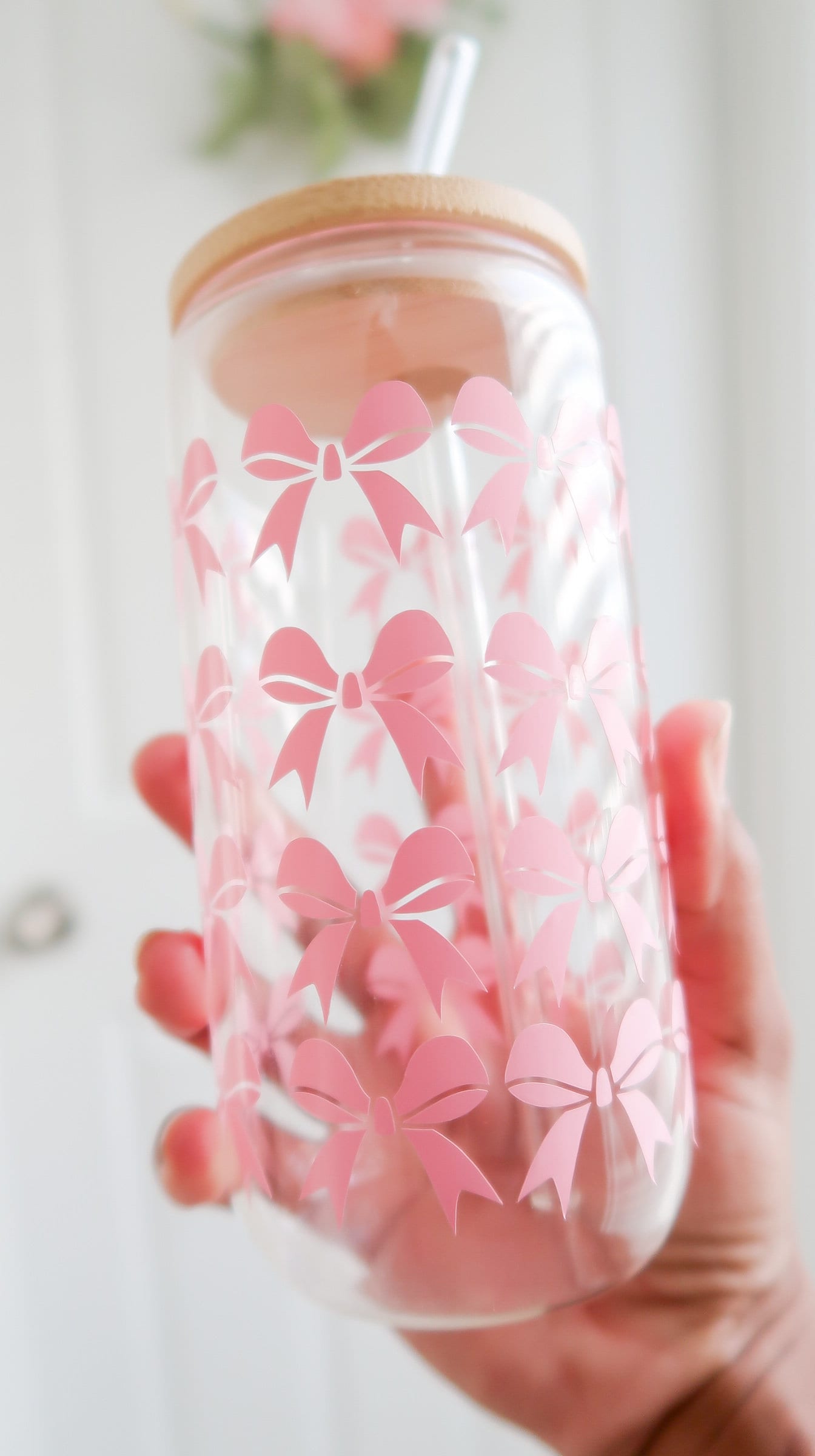 Coquette Aesthetic Iced Coffee Cup 16oz| Pink Bows Libbey Tumbler Glass ...