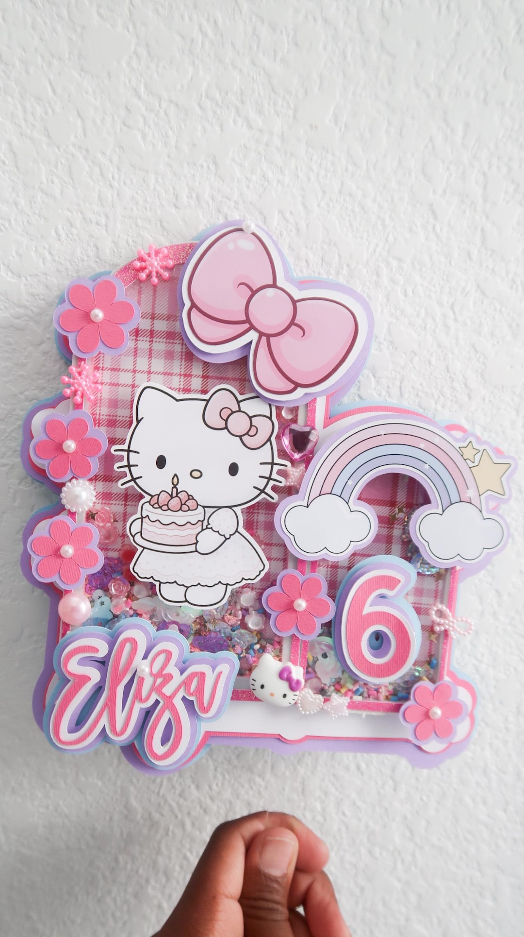Sanrio Character Kitty Birthday Cake Topper: Custom Name, Pink Shaker ...