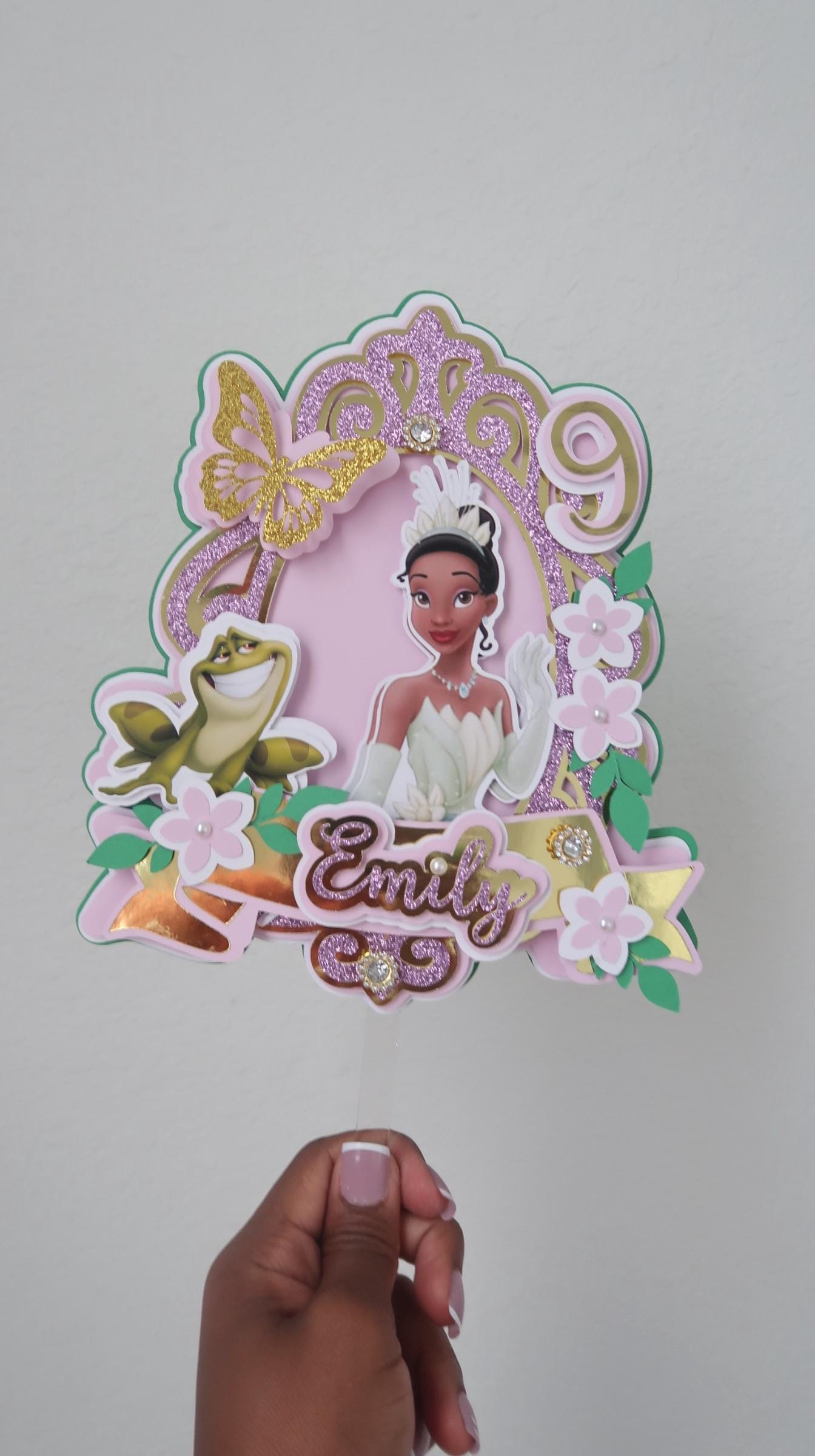 Custom Princess Tiana Cake Topper: Glitter Frog Prince Party Decor (6-7 ...