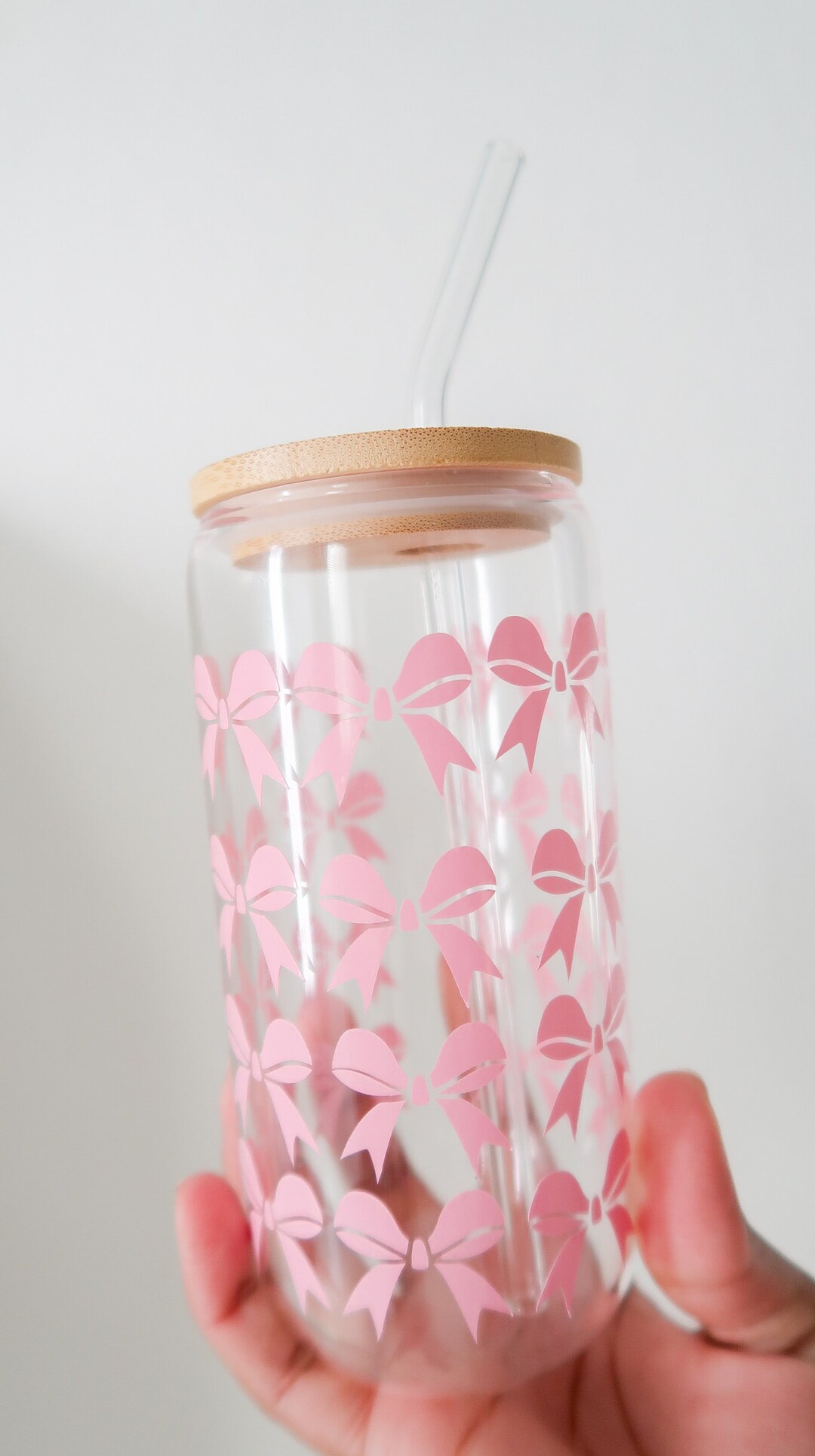 Coquette Aesthetic Iced Coffee Cup 16oz| Pink Bows Libbey Tumbler Glass ...