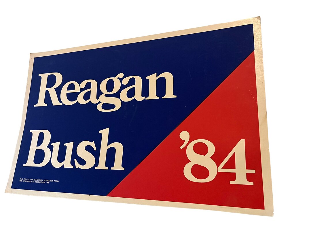 1984 Reagan Bush Campaign Cardboard Sign/poster - Etsy