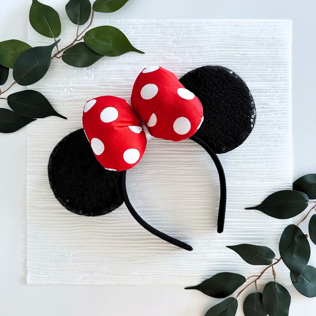 Mouse Ears Classic Puffy Bow Red and White Polka Dot Mouse Ears ...