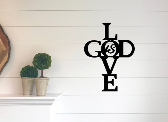 God is Love Cross Metal Decor Sign Love and Faith Christian | Etsy