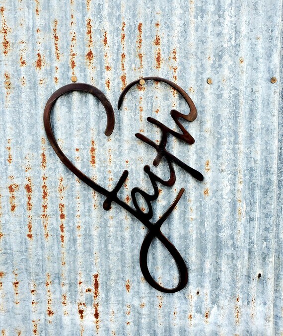 Faith Heart Wall Hanging Metal Sign Faith Christian Wall Art | Etsy