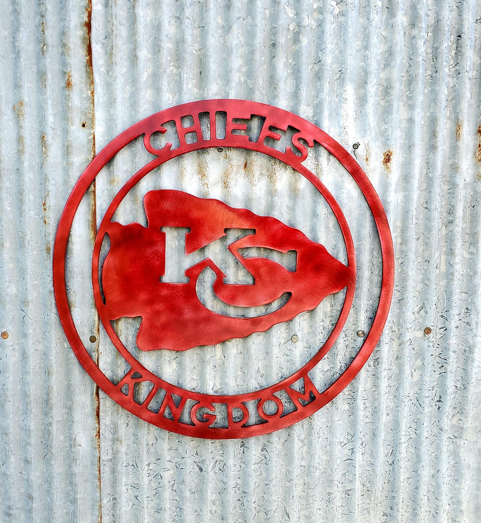 KC Chiefs Kingdom Metal Sign KC Chiefs - Etsy