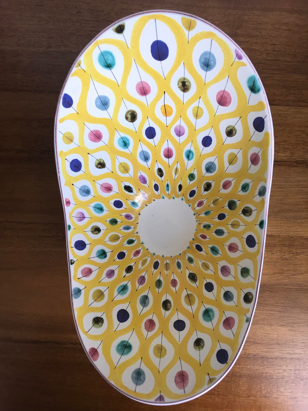 Stig Lindberg Gustavsberg Faience Bowl: Trellis Spot Pattern, 1940s-50s ...