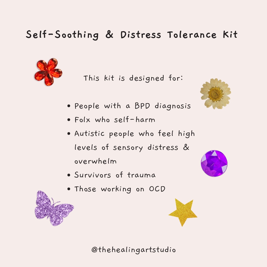 Self Soothing and Distress Tolerance DBT Kit Art Therapy Self Harmer ...