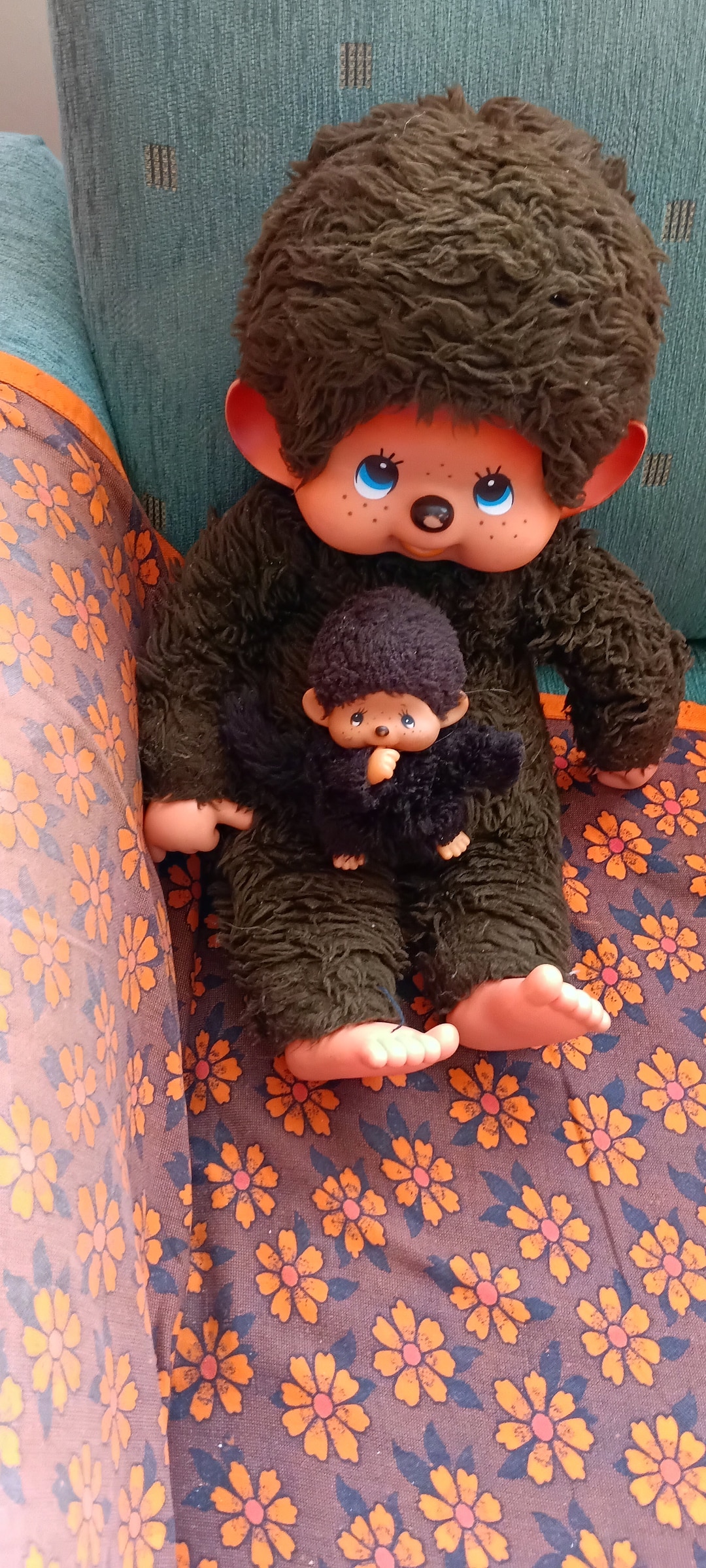 Vintage XL 18" 42 Cm Tall Original Monchhichi Chikabo Monkey + Baby ...