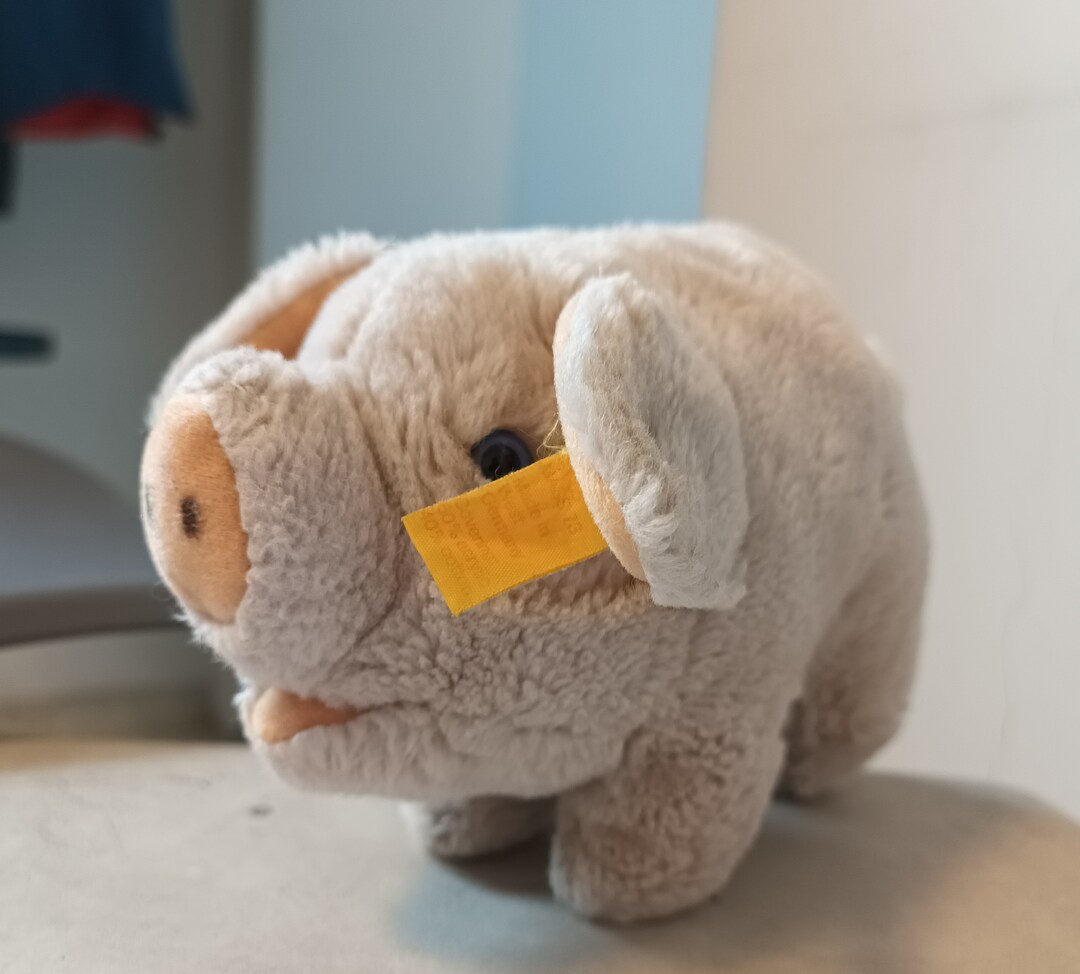 Vintage STEIFF 5414/18 Cosy Piggy Pig Button and Flag Id - Etsy