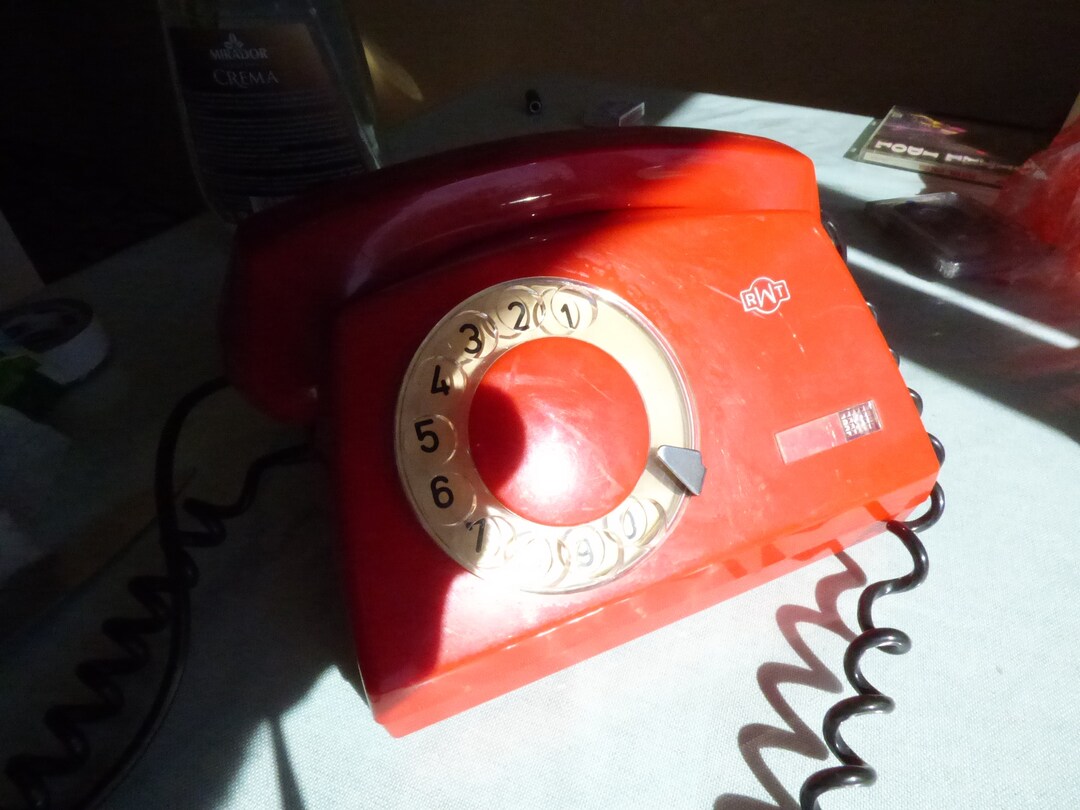 Vintage Disc Dial Phone. Red Phone. Rotary Phone RWT. Working Place ...