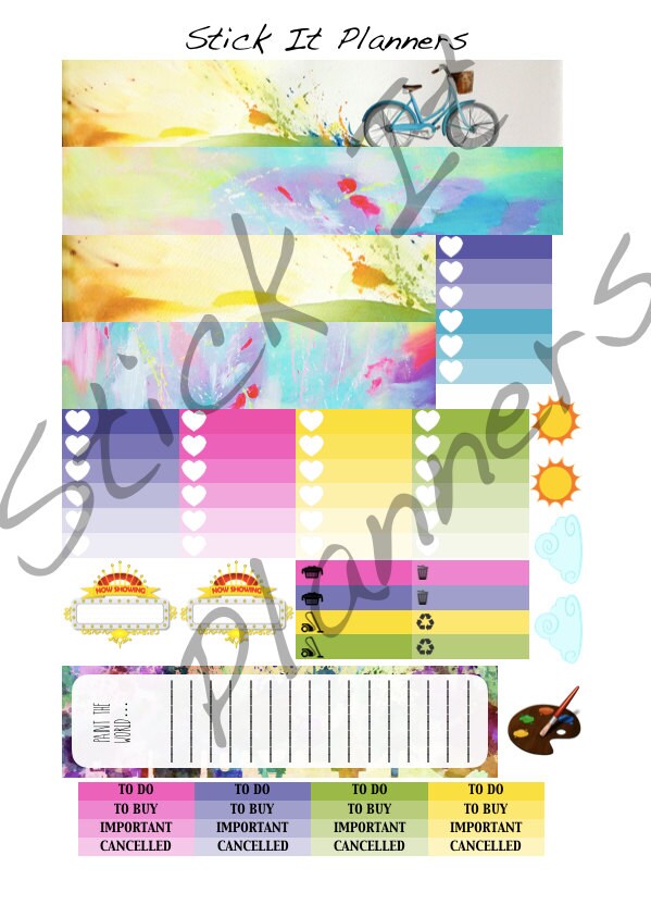 Planner Stickers - Watercolour Theme for Erin Condren Lifeplanner ...