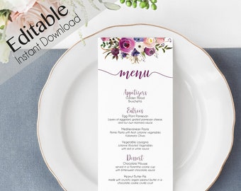 Wedding Lavender Menu Card - Etsy