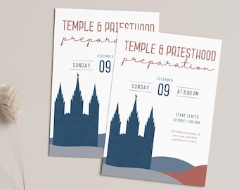 Temple and Priesthood Preparation Meeting, EDITABLE Invitation ...