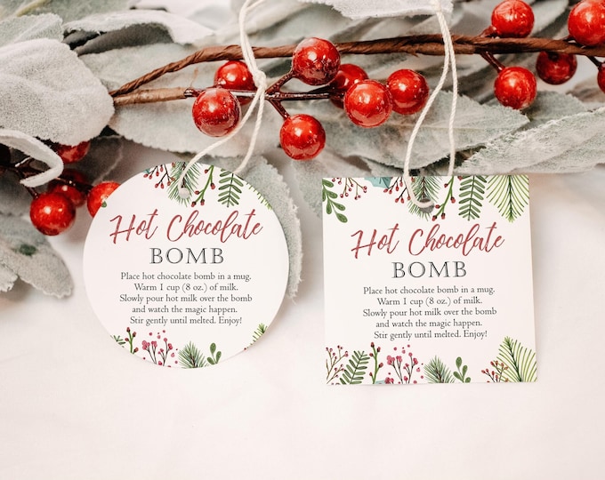 Hot Chocolate Bomb Tag Printable - Printable Bomb Tag - Holiday Hot ...