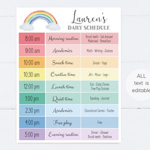 Editable Home School Daily Planner, Editable Daily Routine Schedule ...