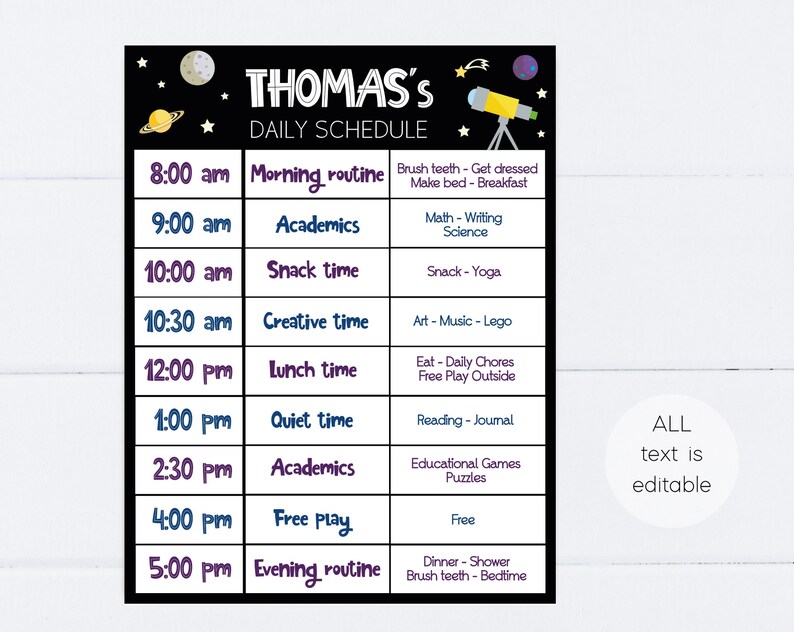 Editable Home School Daily Planner Editable Daily Routine - Etsy UK