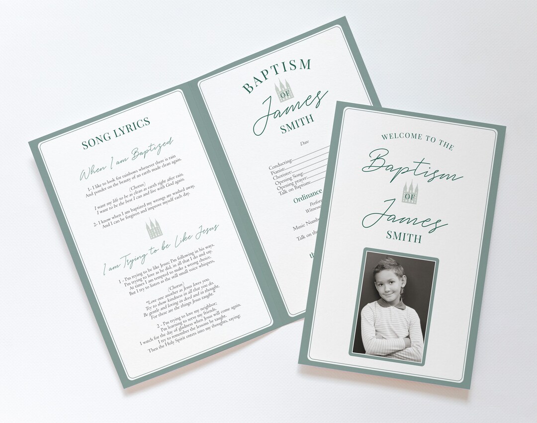 Editable Baptism Program, Baptism LDS Printable Digital, Songs Handout ...