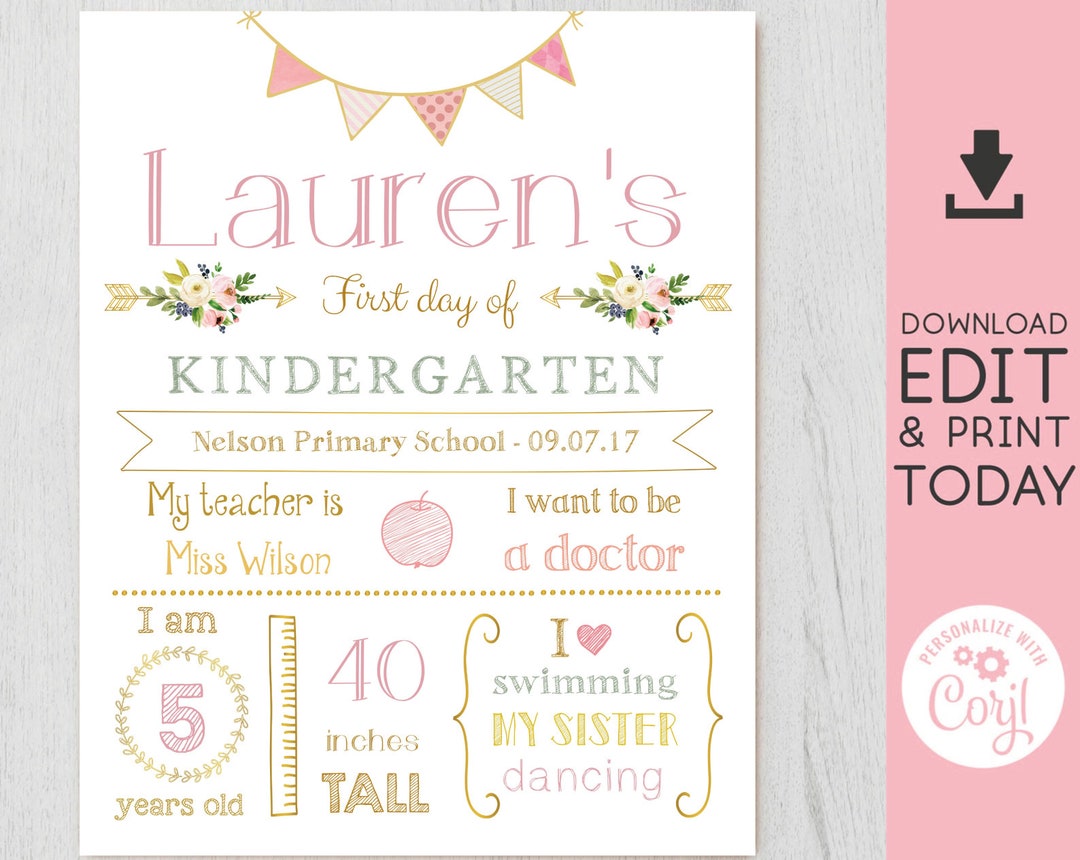 First/last Day of School Chalkboard Print 2025, Editable Text, DIY ...