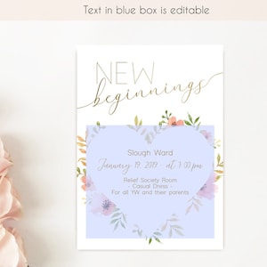 New Beginnings Invitation, New Beginnings Program, Editable Program, New Beginnings Invite and ...
