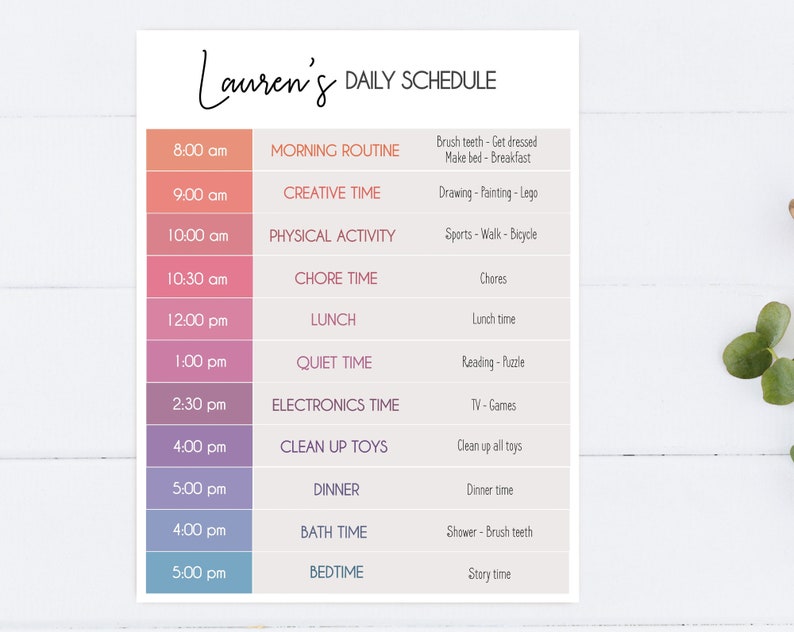 Editable Home School Daily Planner, Editable Daily Routine Schedule ...