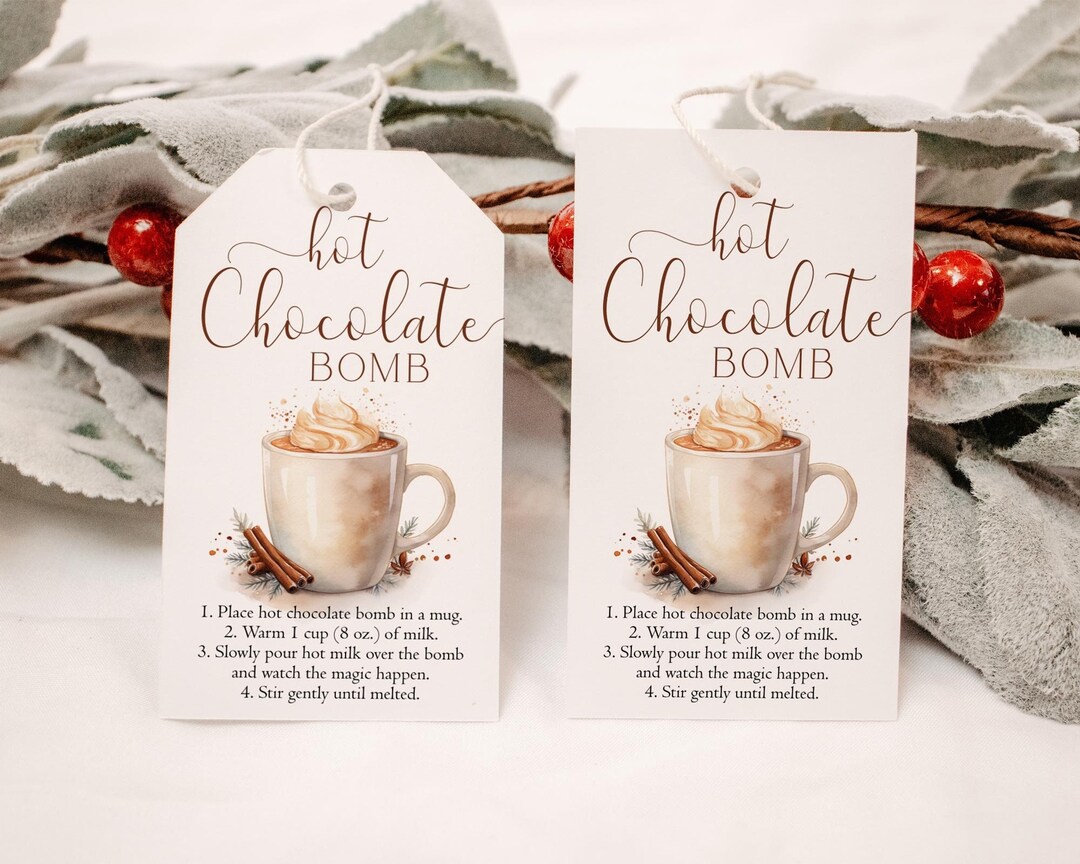 Editable Hot Chocolate Bomb Tag, Printable Instructions (corjl) - Etsy