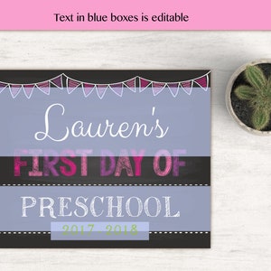 First Day of School / Last Day of School Chalkboard Print, PDF Editable ...