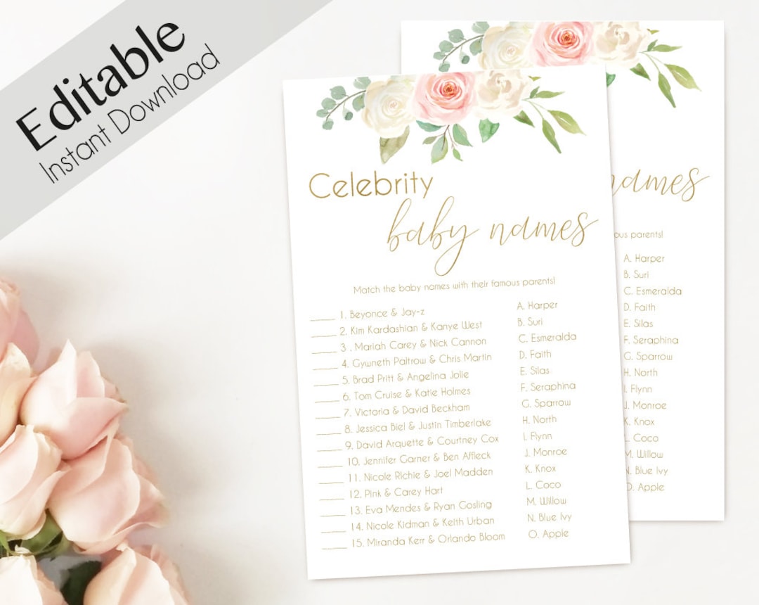 Baby Shower Game Celebrity Baby Name Game, Baby Shower Game Editable ...