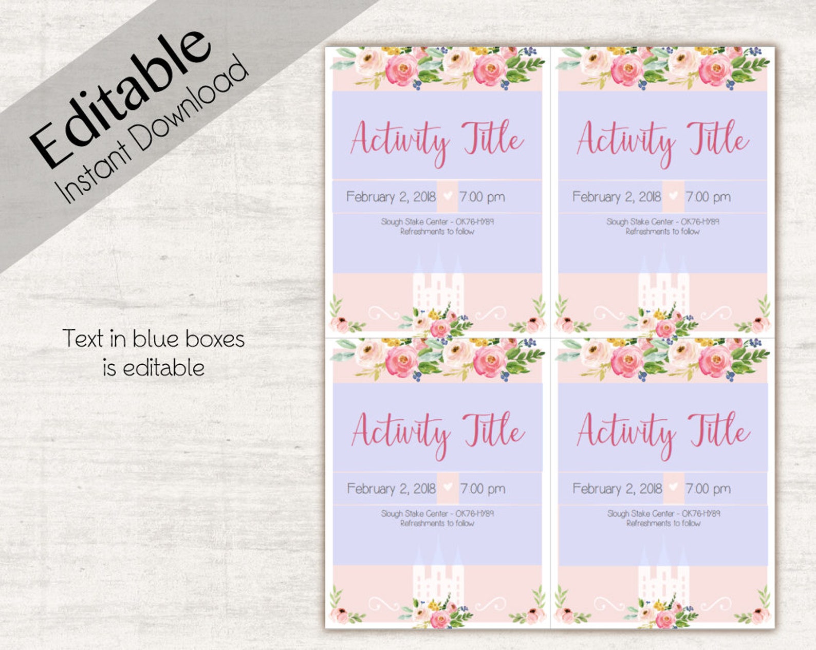 Activity Invitation ANY EVENT Editable PDF Lds Relief - Etsy