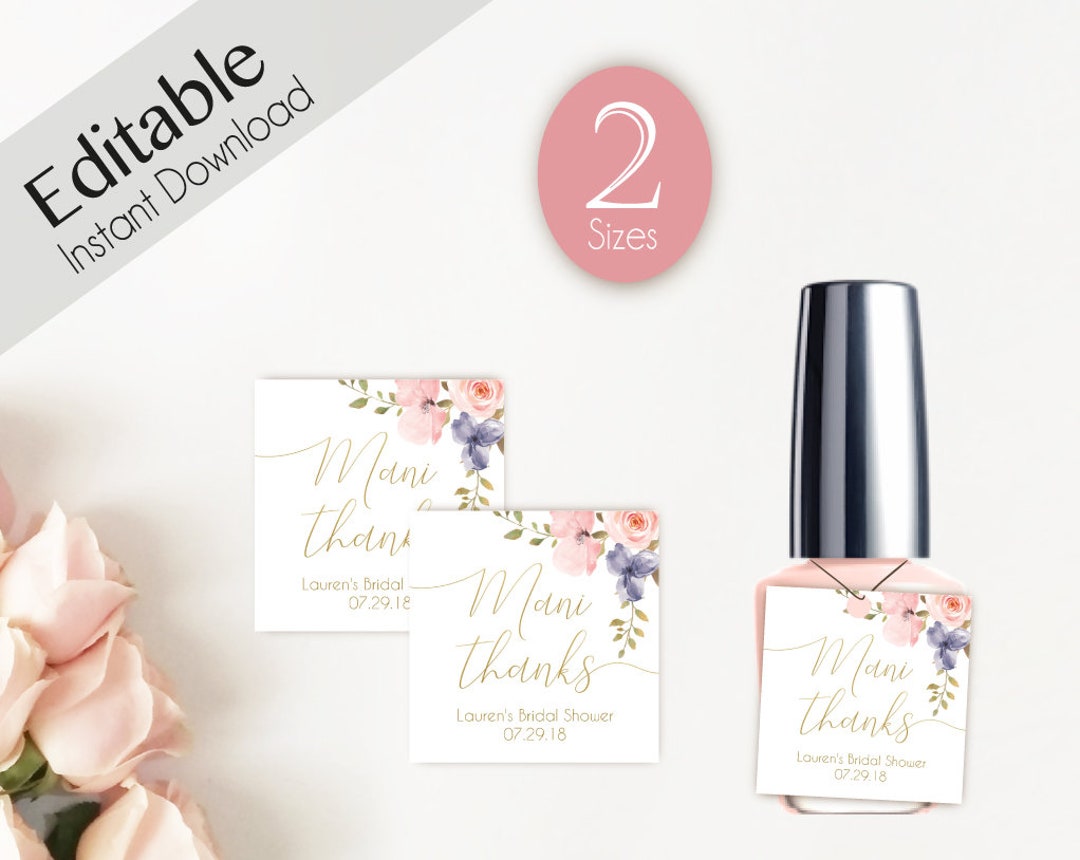 Editable Mani Thanks Tags, Bachelorette Party Tags, Nail Polish Tags ...
